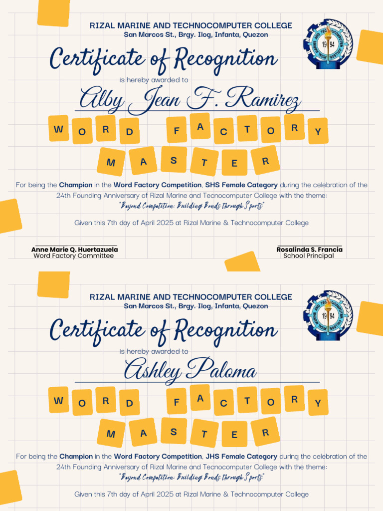 Word Factory Competition Awards 2025 | PDF