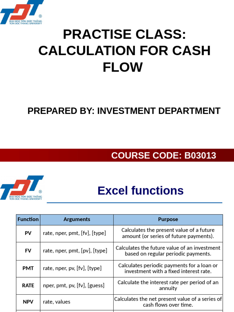 Excel Cash Flow Calculation Guide | PDF | Net Present Value | Bonds (Finance)