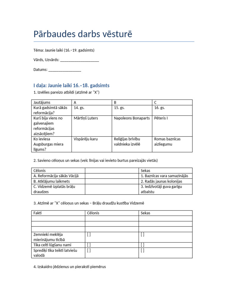 Parbaudes Darbs Jaunie Laiki | PDF