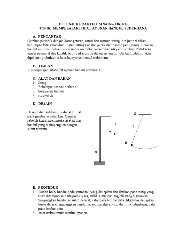 Petunjuk Praktikum Bandul Sederhana | PDF