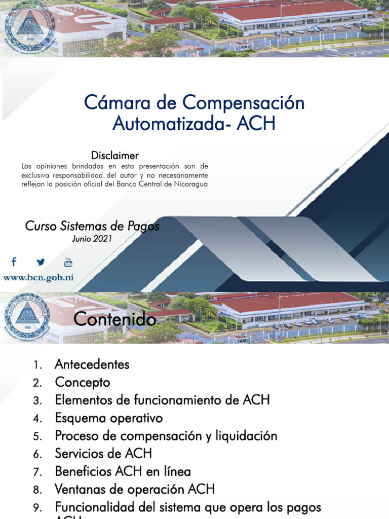 8 Presentacion ACH | PDF | Compensación (Finanzas) | Cámara de compensación automatizada