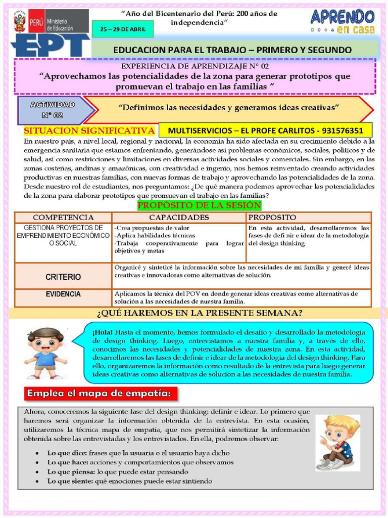 Experiencia de Aprendizaje 02 - Actividad 02 - 1ero y 2do - Ept - 2022 | PDF