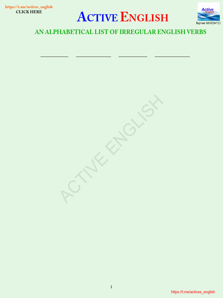 A to Z List of Irregular Verbs | PDF | English Grammar | Semantic Units