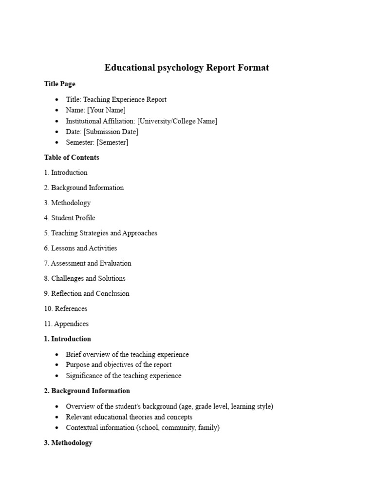 Teaching Experience Report Format | PDF