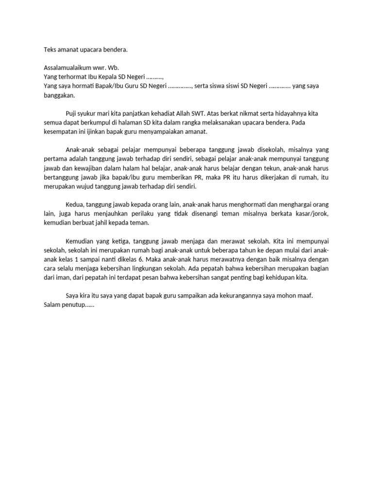 Teks amanat upacara bendera | PDF