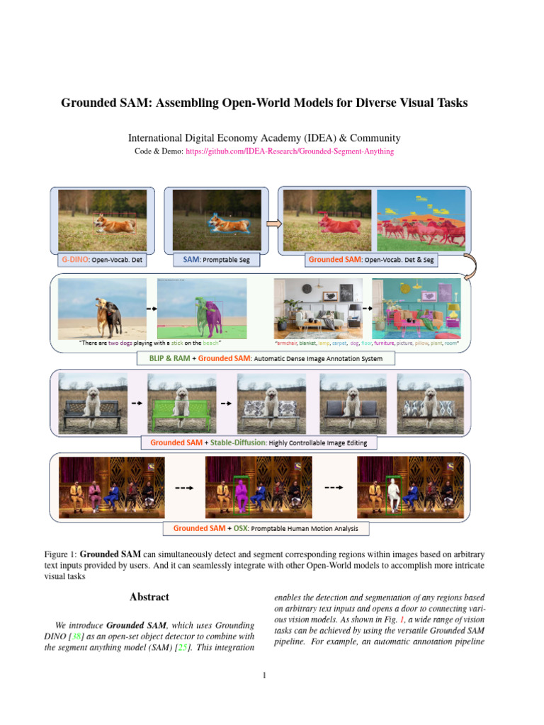 Grounded SAM- Assembling Open-World Models for Diverse Visual Tasks | PDF | Image Segmentation ...