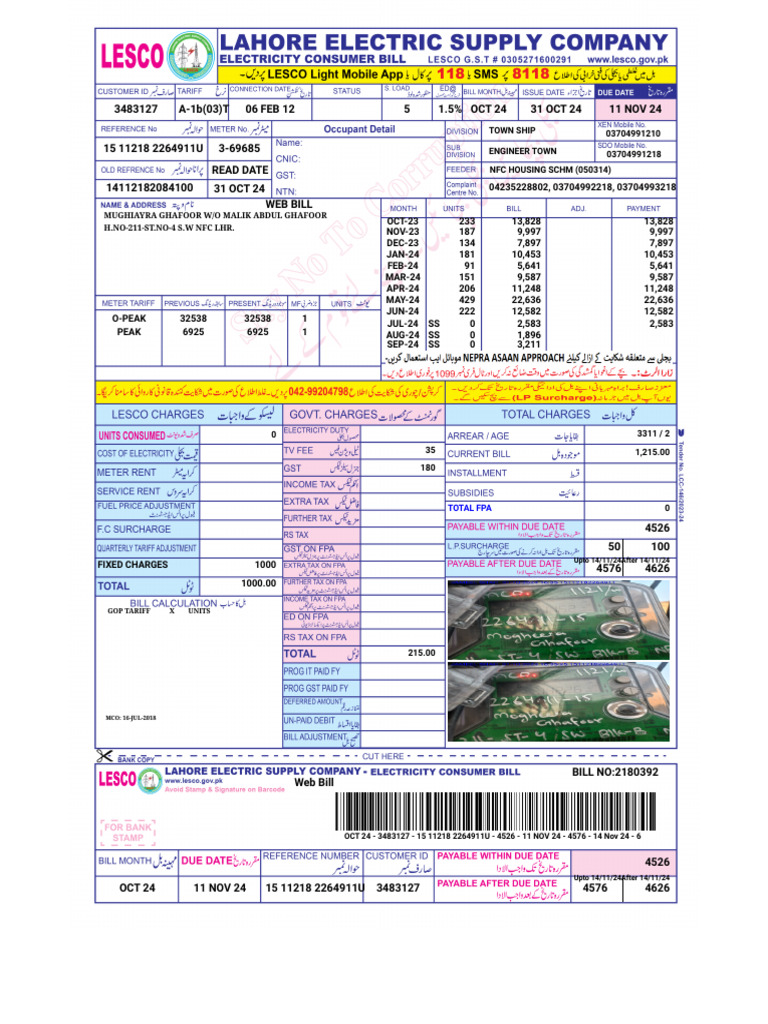 LESCO- Web Bill (1) | PDF