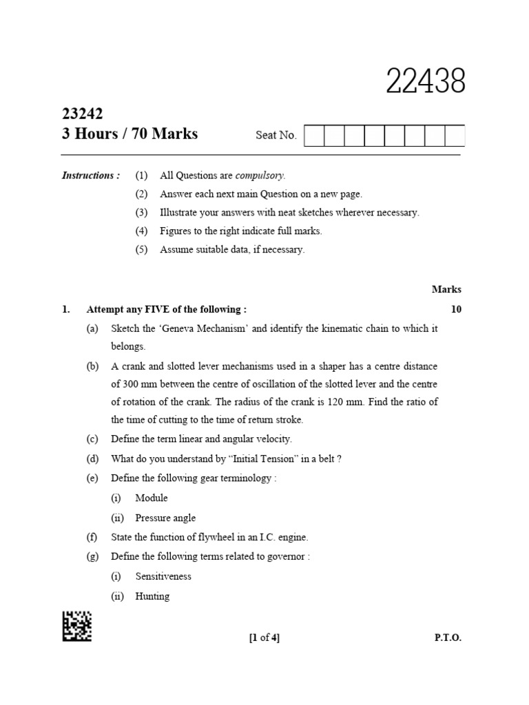 2024 Summer Question Paper | PDF | Belt (Mechanical) | Gear