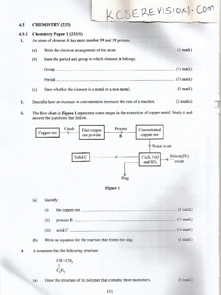 2019 Kcse Knec Chemistry Paper 1 q | PDF