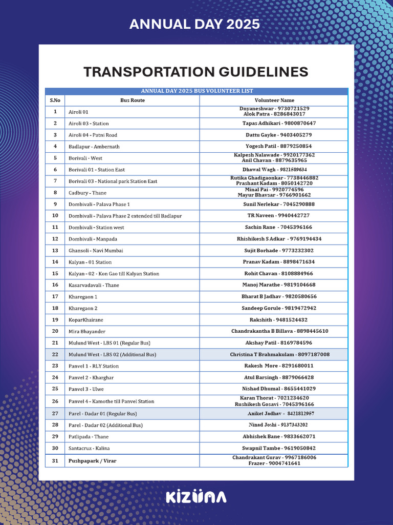 Annual Day Bus Transport Guideline | PDF | Bus | Bus Transport
