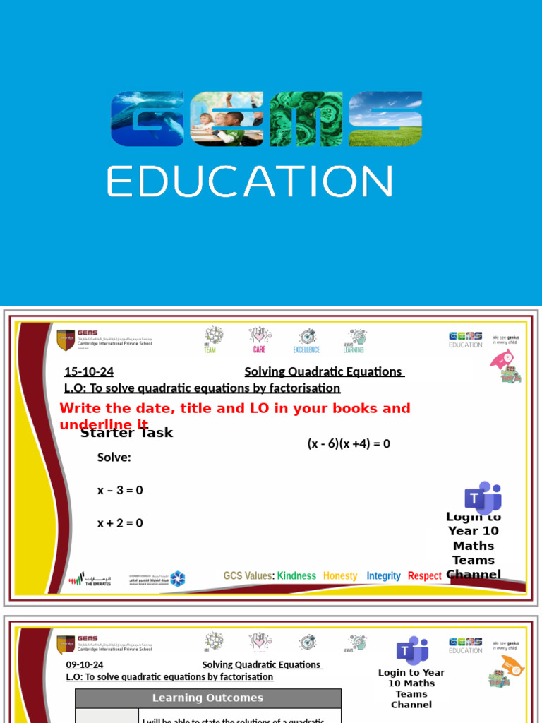 Solving Quadratic Equations Pdf Factorization Equations
