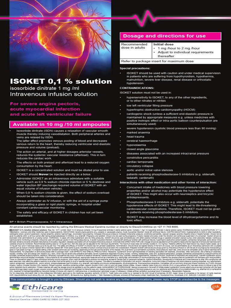 Digital Isoket Dosage Card Aug 2021 | PDF | Intravenous Therapy | Heart