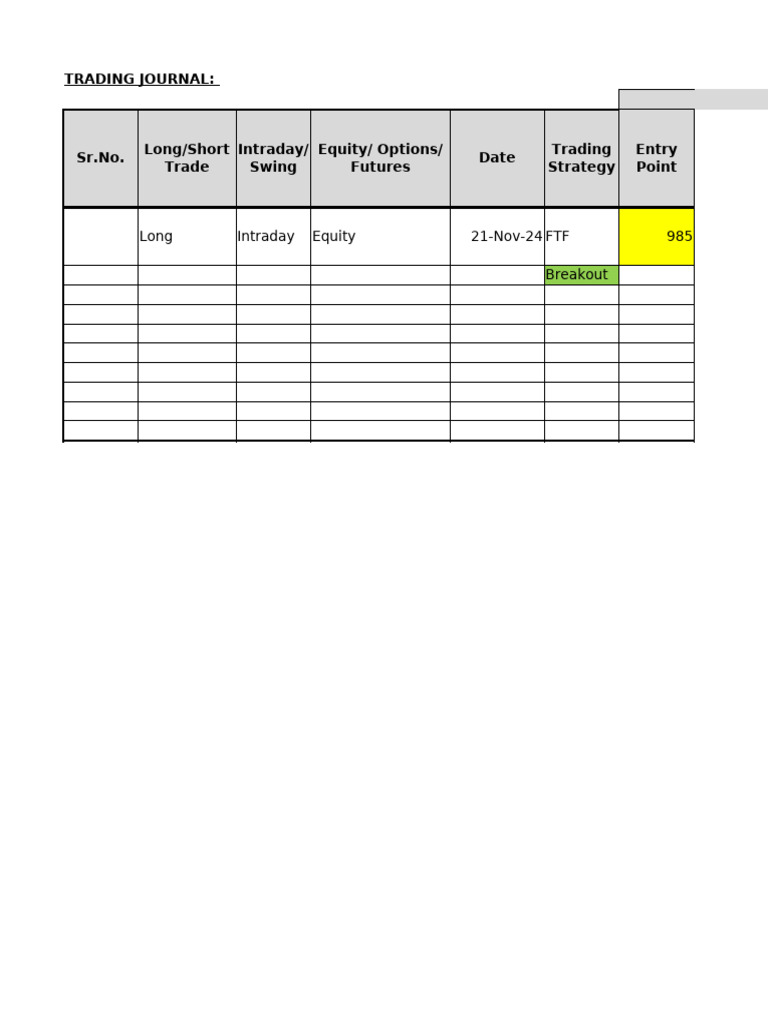 Trading Journal by Trade Legend | PDF