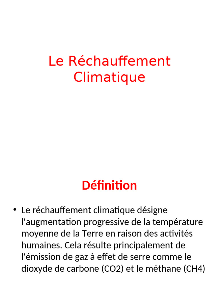 Exposé sur le Réchauffement Climatique | PDF