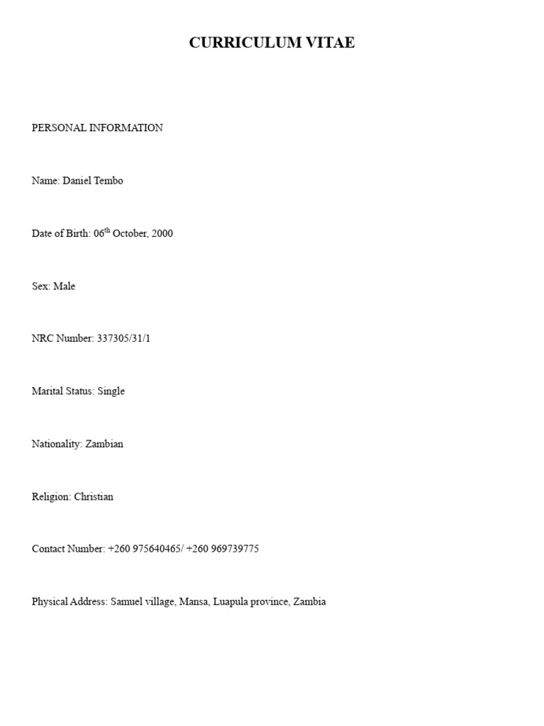 My Qualifications - Daniel Tembo | PDF