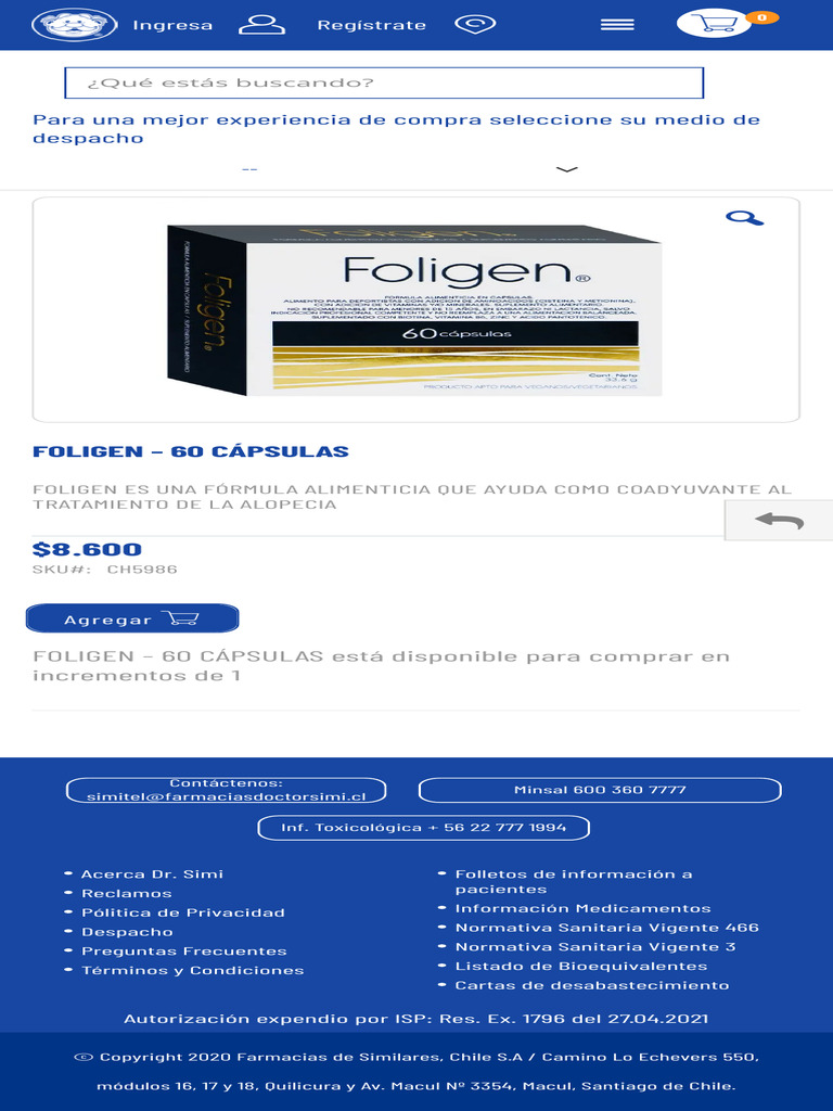 Foligen 60 Cápsulas Farmacias Del DR Simi | PDF