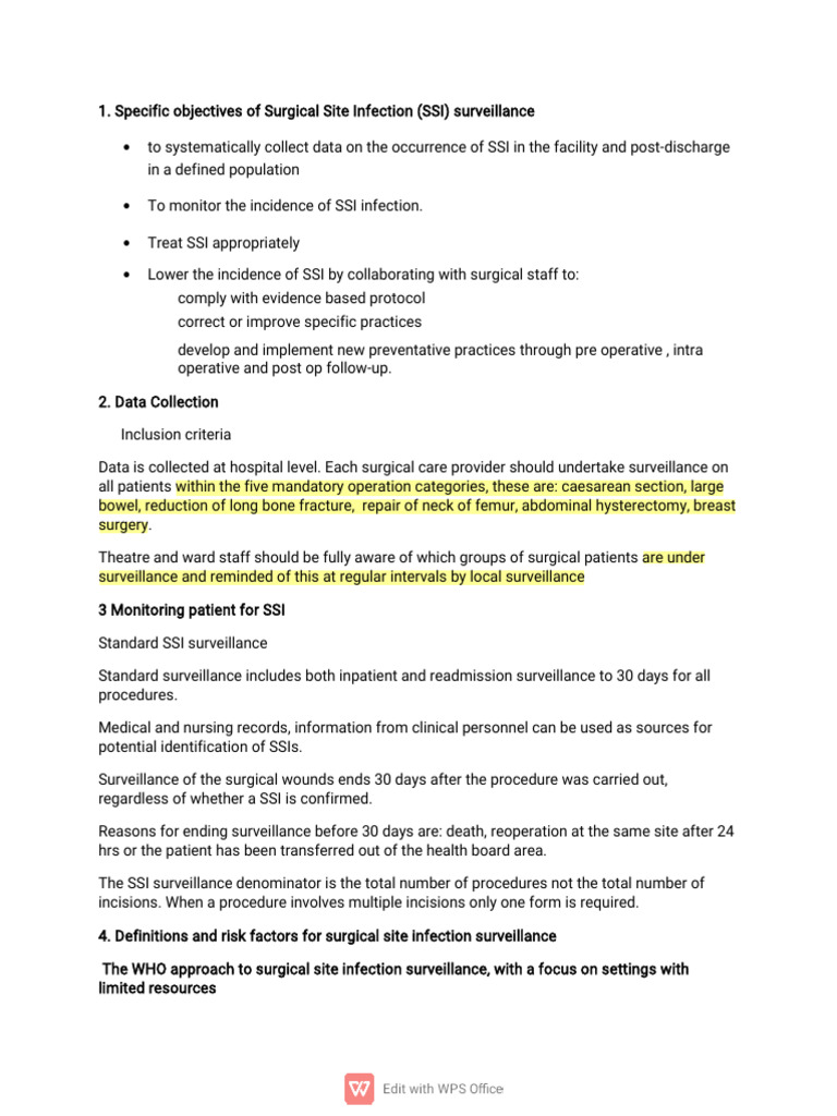 Ssi Protocol SGGH First Draft | PDF | Surgery | Infection