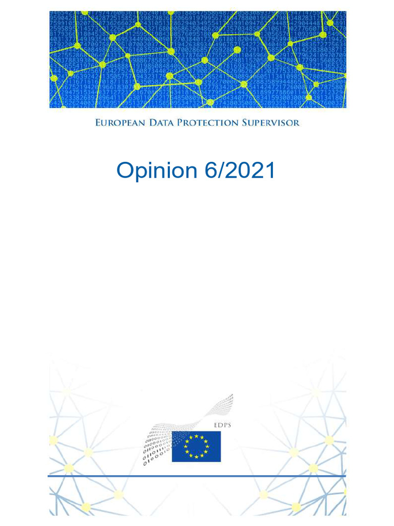 2021 - EDPS Opinion On PILOT | PDF