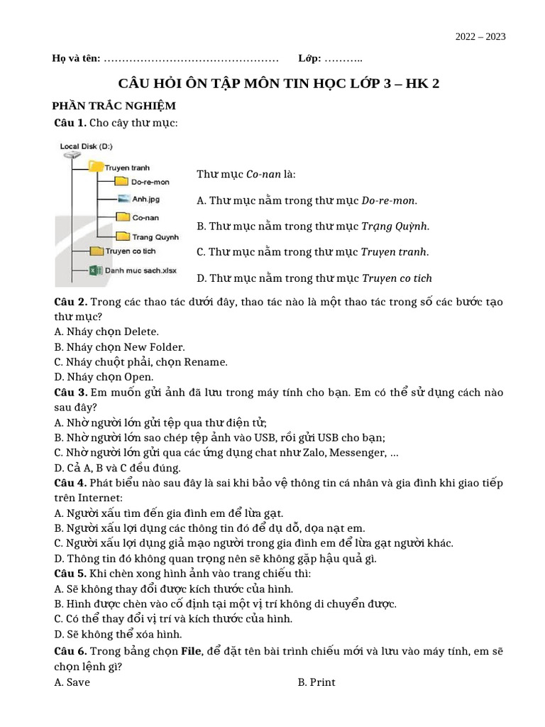 Đề TIN - HK- 2 K3 | PDF