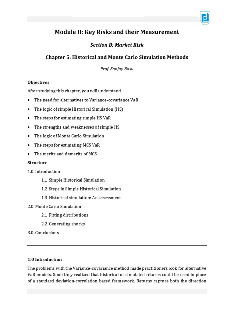 CH 5 - Simulation Methods For VaR | PDF | Value At Risk | Risk