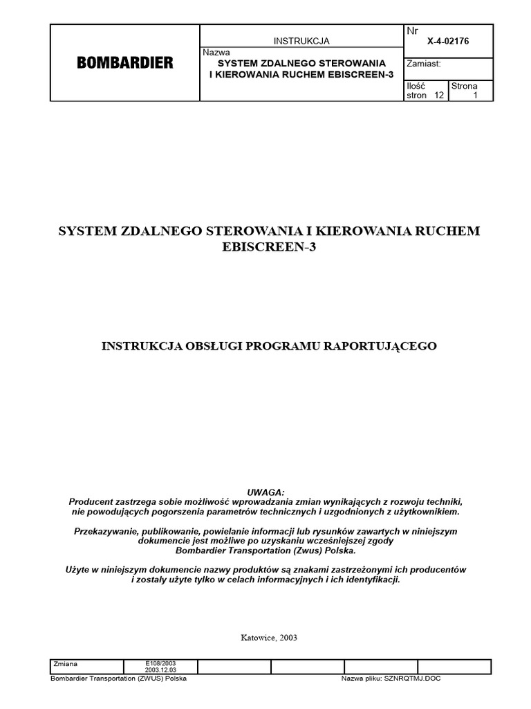 X-4-02176 Instrukcja Obsługi Programu Raportującego | PDF