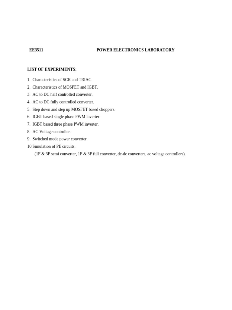 EE3511 Power Electronics Experiments | PDF