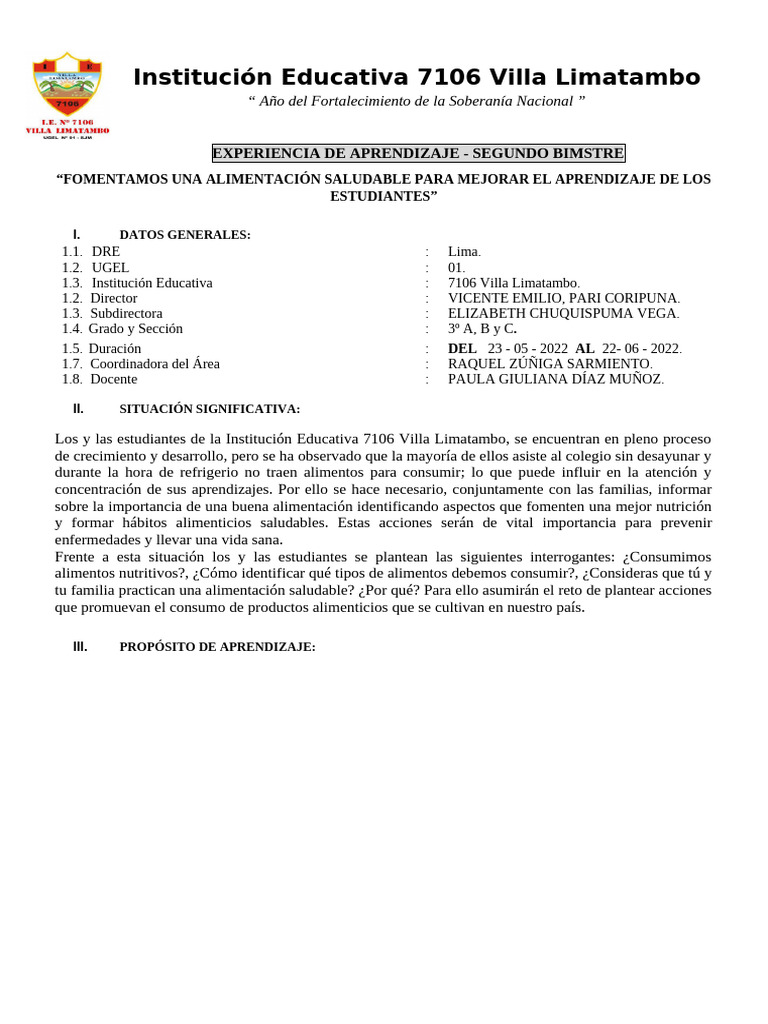 Experiencia de Aprendizaje #2 DPCC - 3er Año | PDF | Aprendizaje | Las emociones