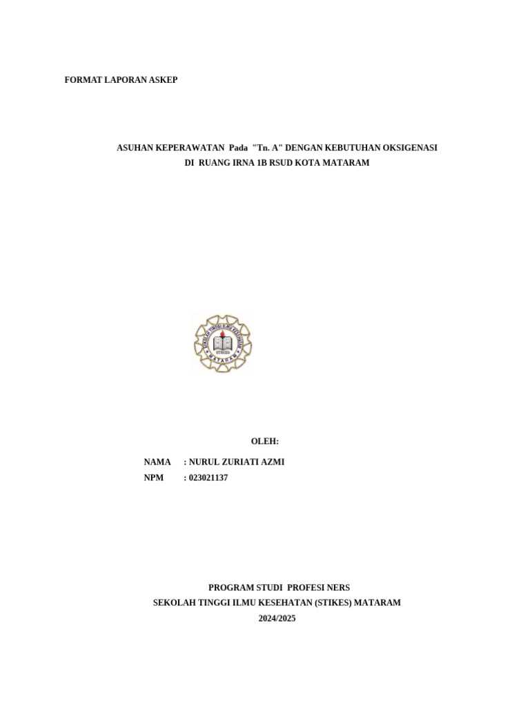 FORMAT LAPORAN ASKEP KDP | PDF