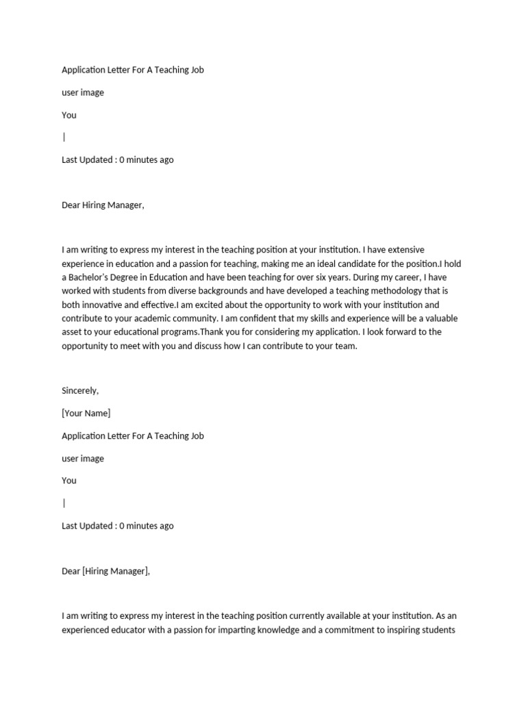Teaching Letter (Application) | PDF