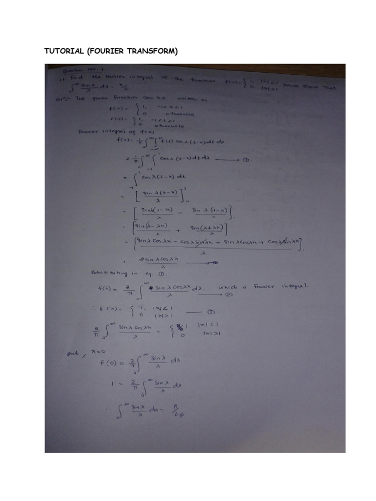 Tutorial Fourier Transform Solution | PDF