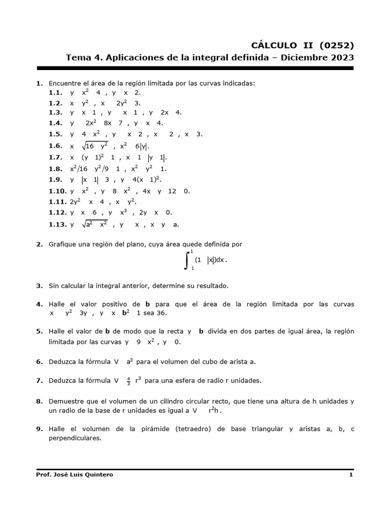 Tema 4. Aplicaciones de La Integral Definida. Ejercicios | PDF | Triángulo | Curva