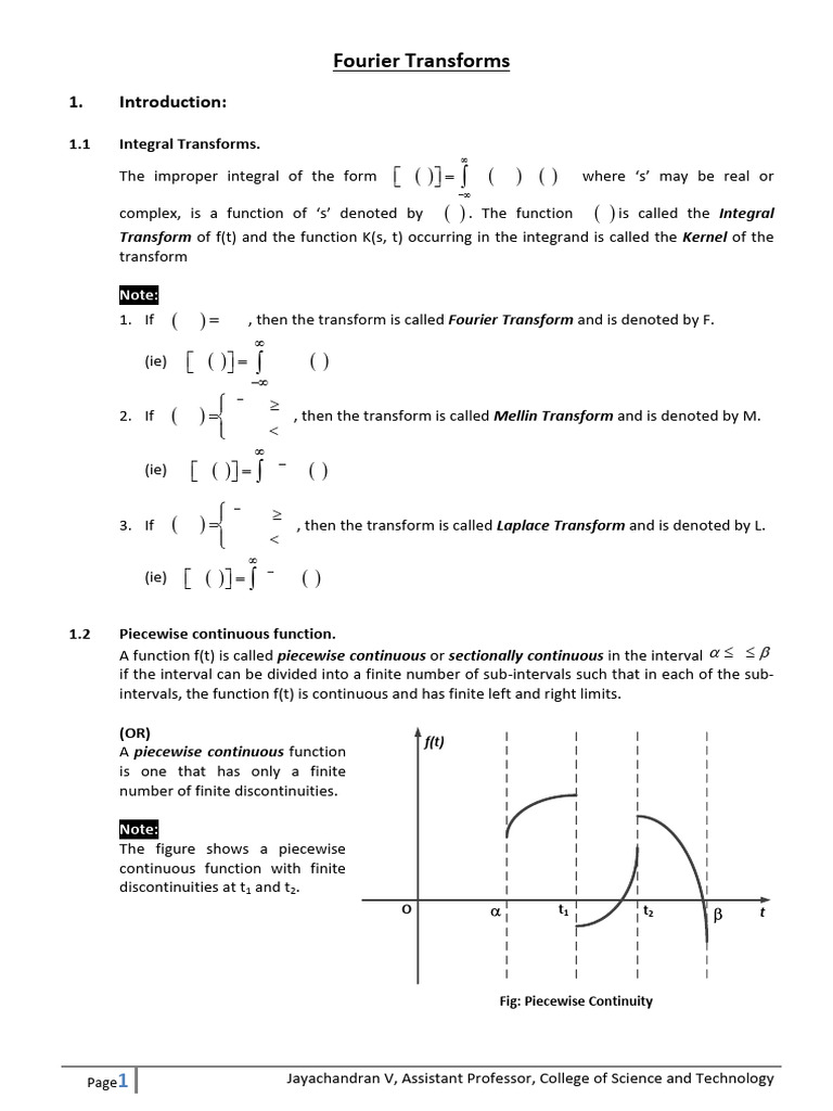 Fourier Transforms-Complete Notes | PDF | Functional Analysis ...