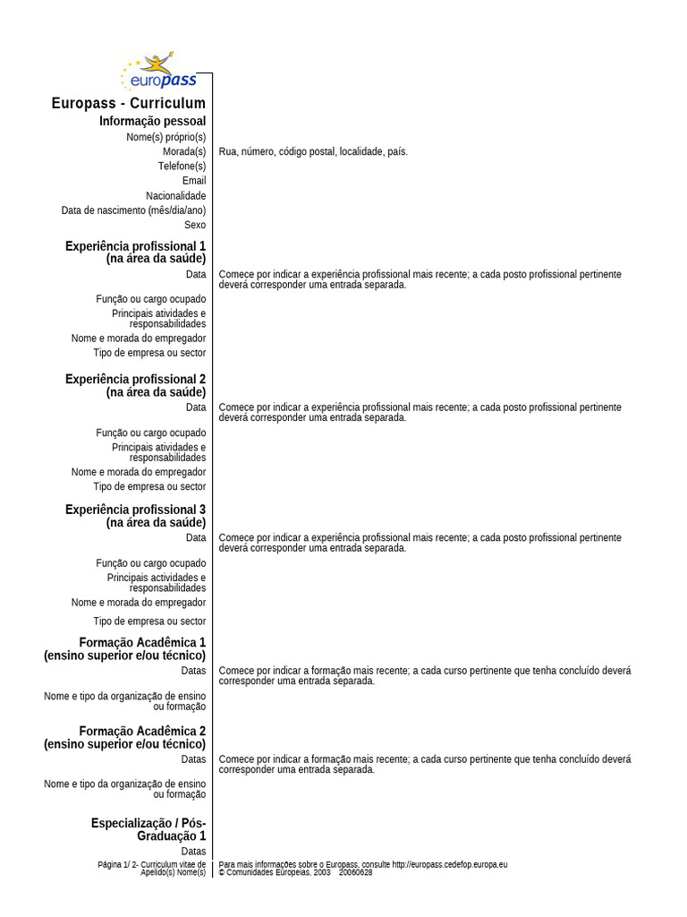 Modelo CV Europass - Charit 2023 | PDF