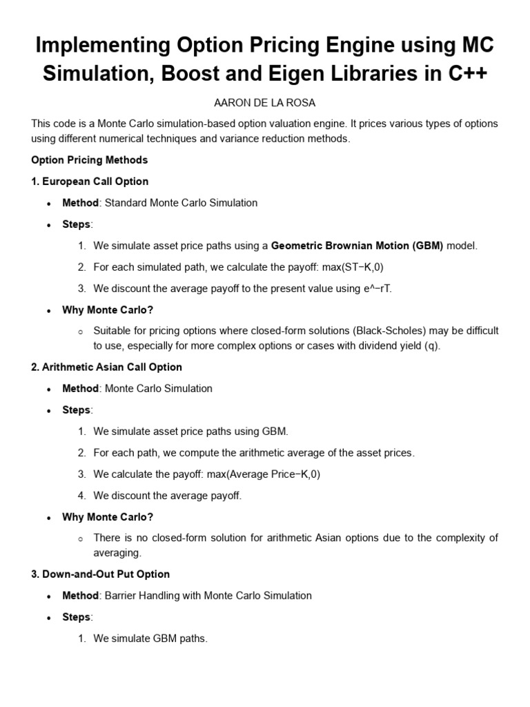 Implementing Option Pricing Engine in C 1734081828 | PDF | Option ...