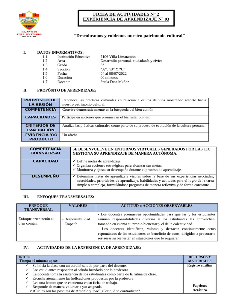 Ficha de Actividades #7 | PDF | Aprendizaje | Enseñando