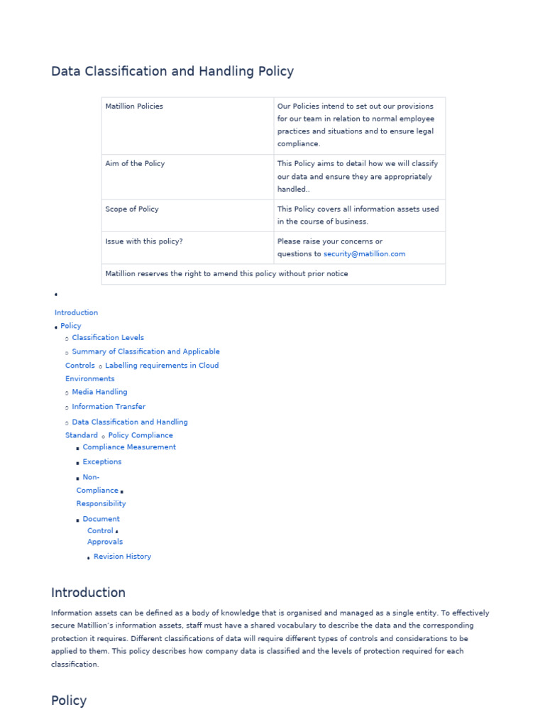 Security Data Classification and Handling Policy 060324 073302 1 | PDF | Information ...