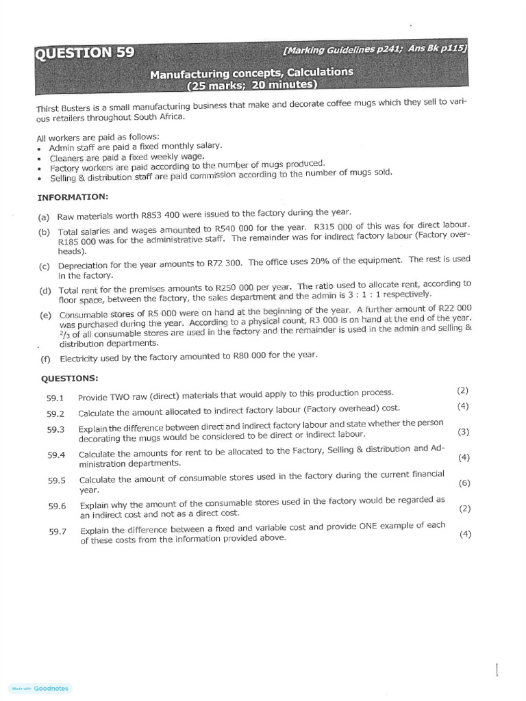 manufacturing worksheets_QP | PDF