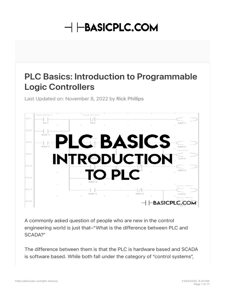 PLC Basics- Introduction to Programmable Logic Controllers – PLC Basics | PDF | Programmable ...