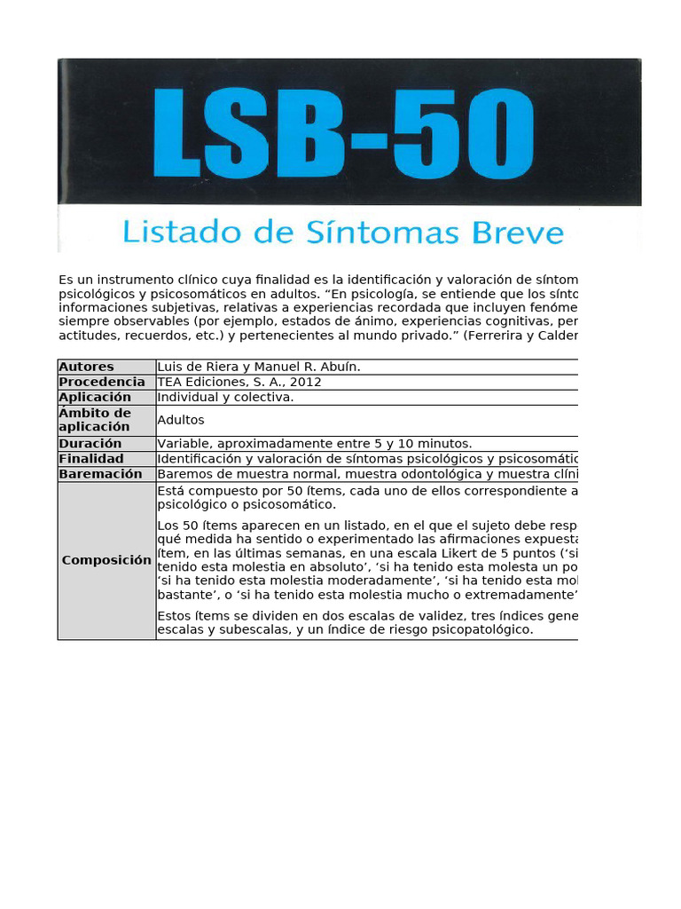 LSB 50 | PDF | Sicología | Conceptos psicologicos