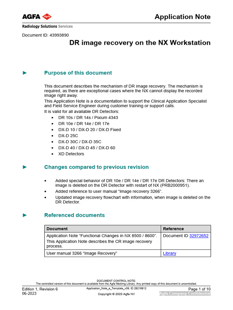 Application Note - DR Image Recovery On The NX Workstation | PDF ...