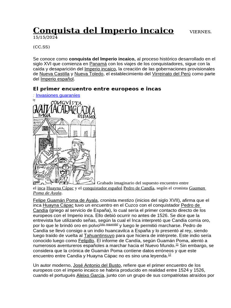 Conquista Del Imperio Incaico VIERNES | PDF | Imperio Inca | Francisco ...