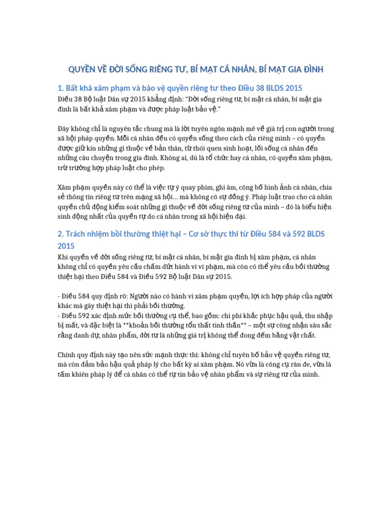 Phan Tich Quyen Rieng Tu BLDS | PDF