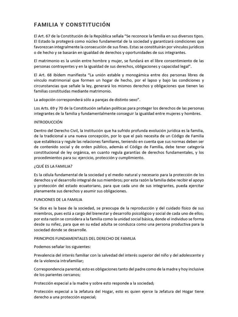 FAMILIA y CONSTITUCIÓN | PDF | Familia | Parentesco