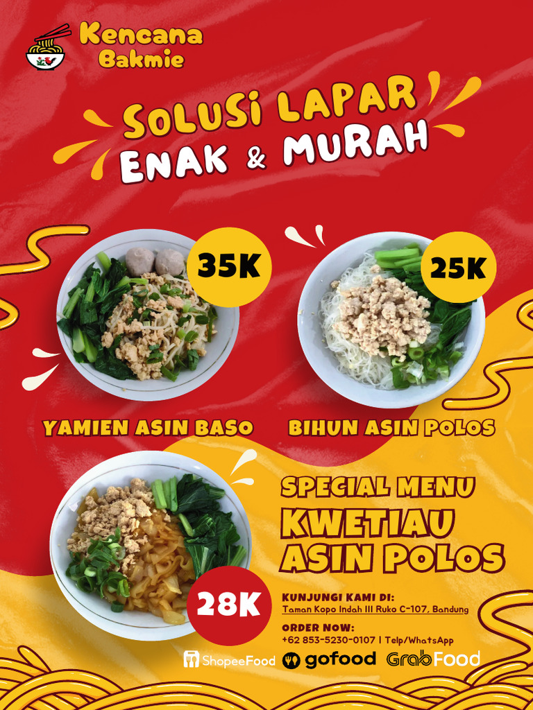 Poster Mie Ayam Modern Merah Dan Kuning | PDF