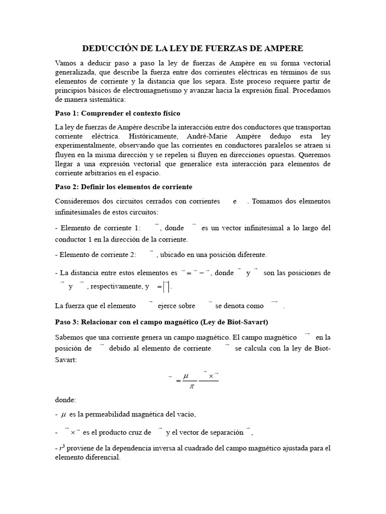 Deducción de La Ley de Fuerzas de Ampere | PDF | Cantidad | Mecanica clasica