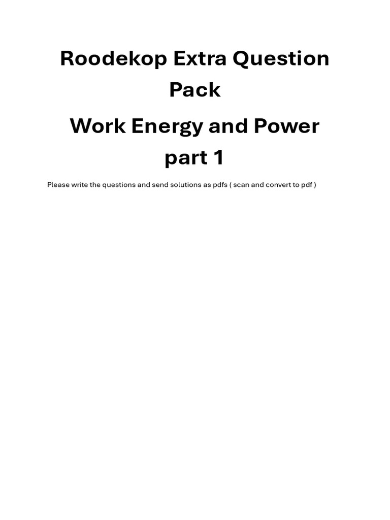 Roodekop Extra Question Pack - Work - Energy - Part1 | PDF