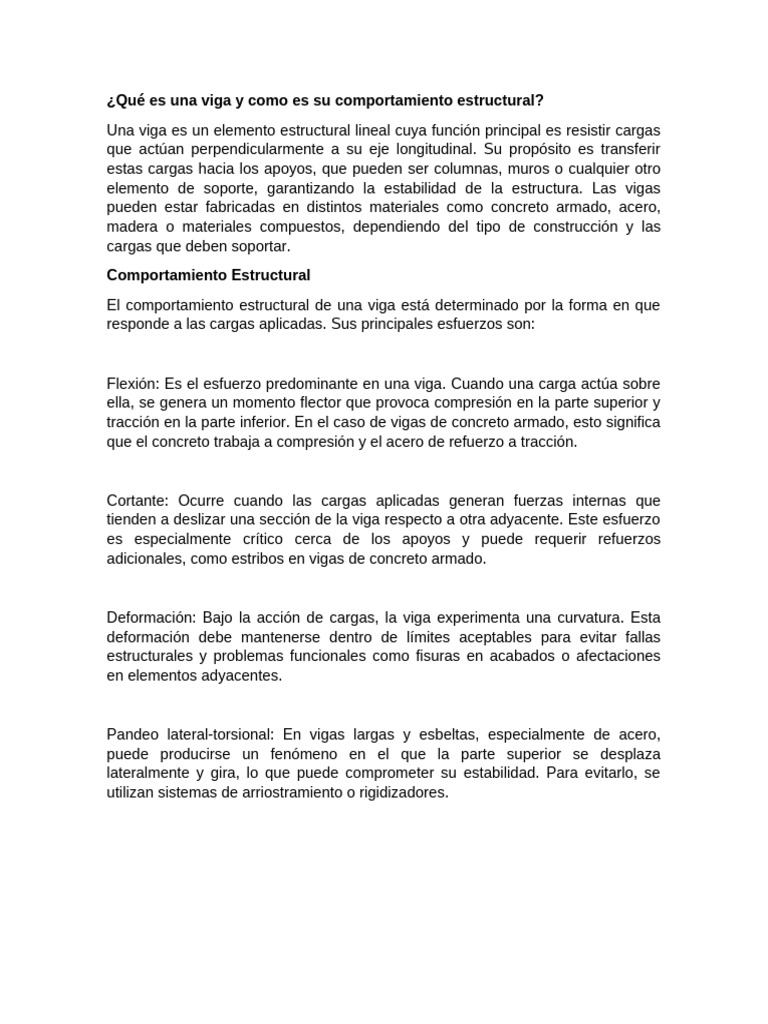 Definición y Comportamiento de Vigas | PDF | Viga (Estructura) | Columna