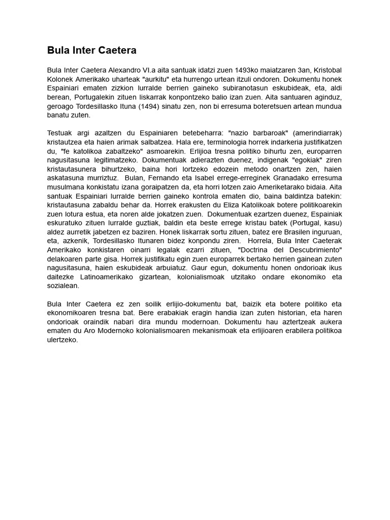 Bula Inter Caetera Iruzkina | PDF