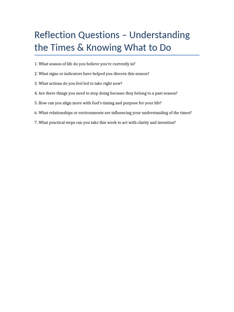 Understanding Times Reflection Questions | PDF