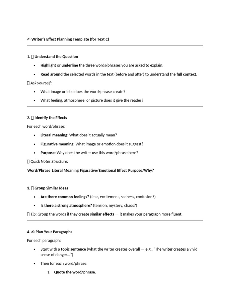 Writer's Effect Response - Guidellines and Sample Responses | PDF ...